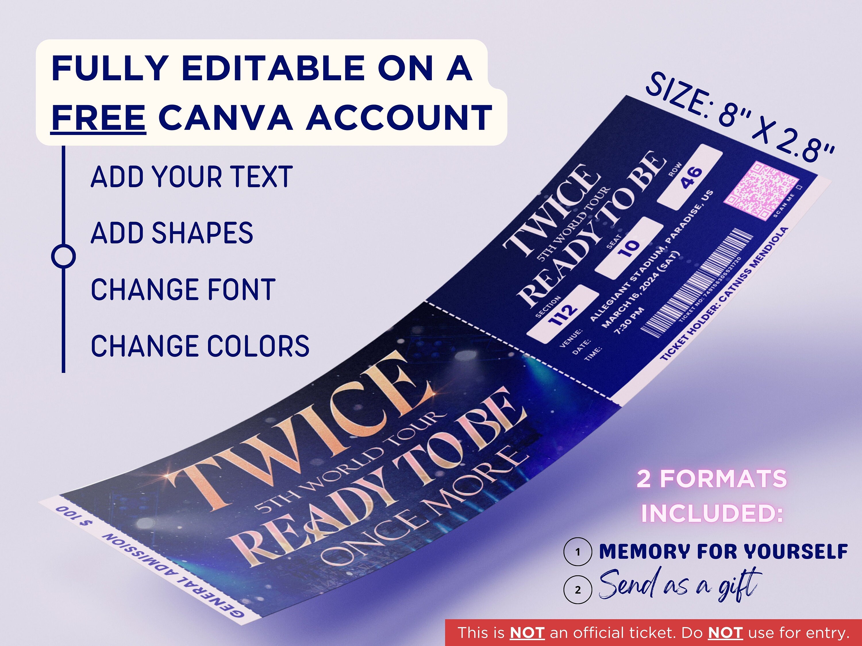 TWICE Ready to Be Once More Concert Ticket Template Canva Editable ...