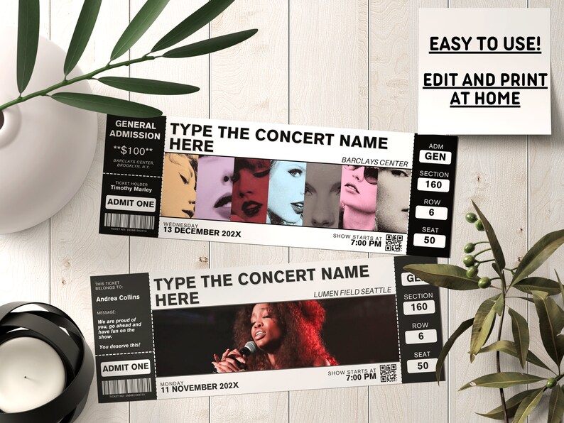 Editable Concert Ticket Template Keepsake Surprise Gift Idea, Canva ...