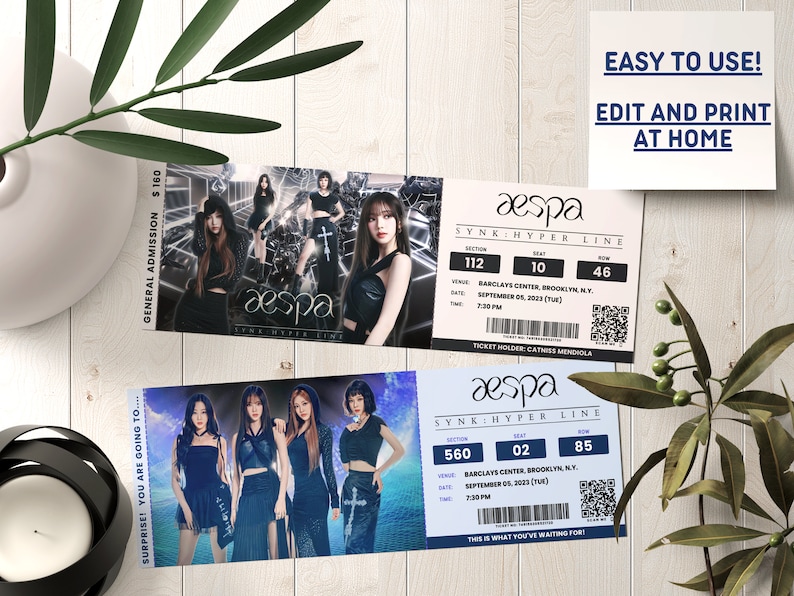 Aespa Synk Hyperline Concert Ticket Editable Canva Template KPOP ...
