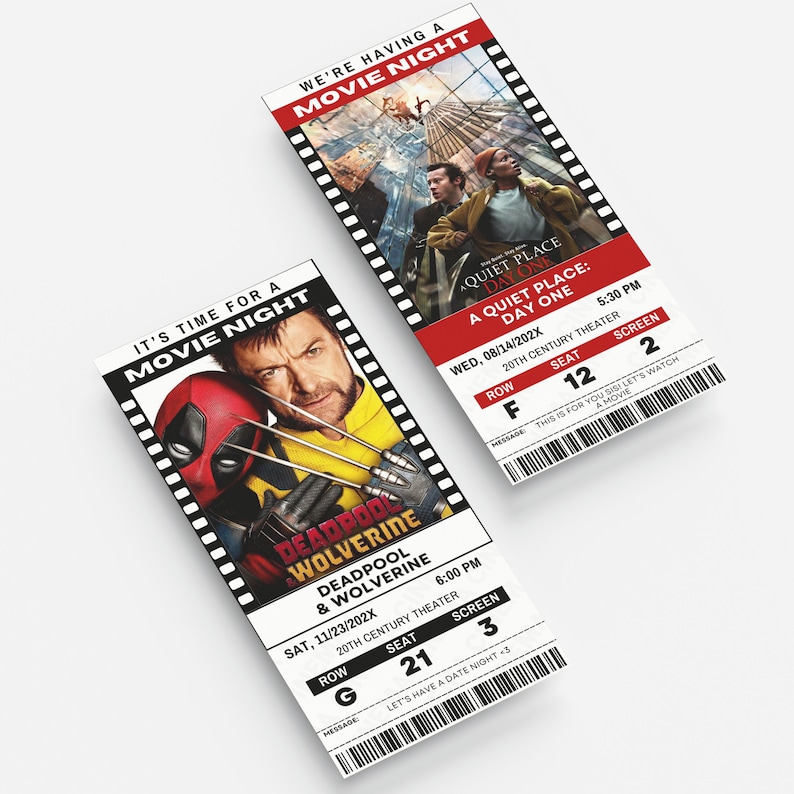 Date Night Movie Ticket Surprise Gift, Editable Gift Coupon Ticket ...