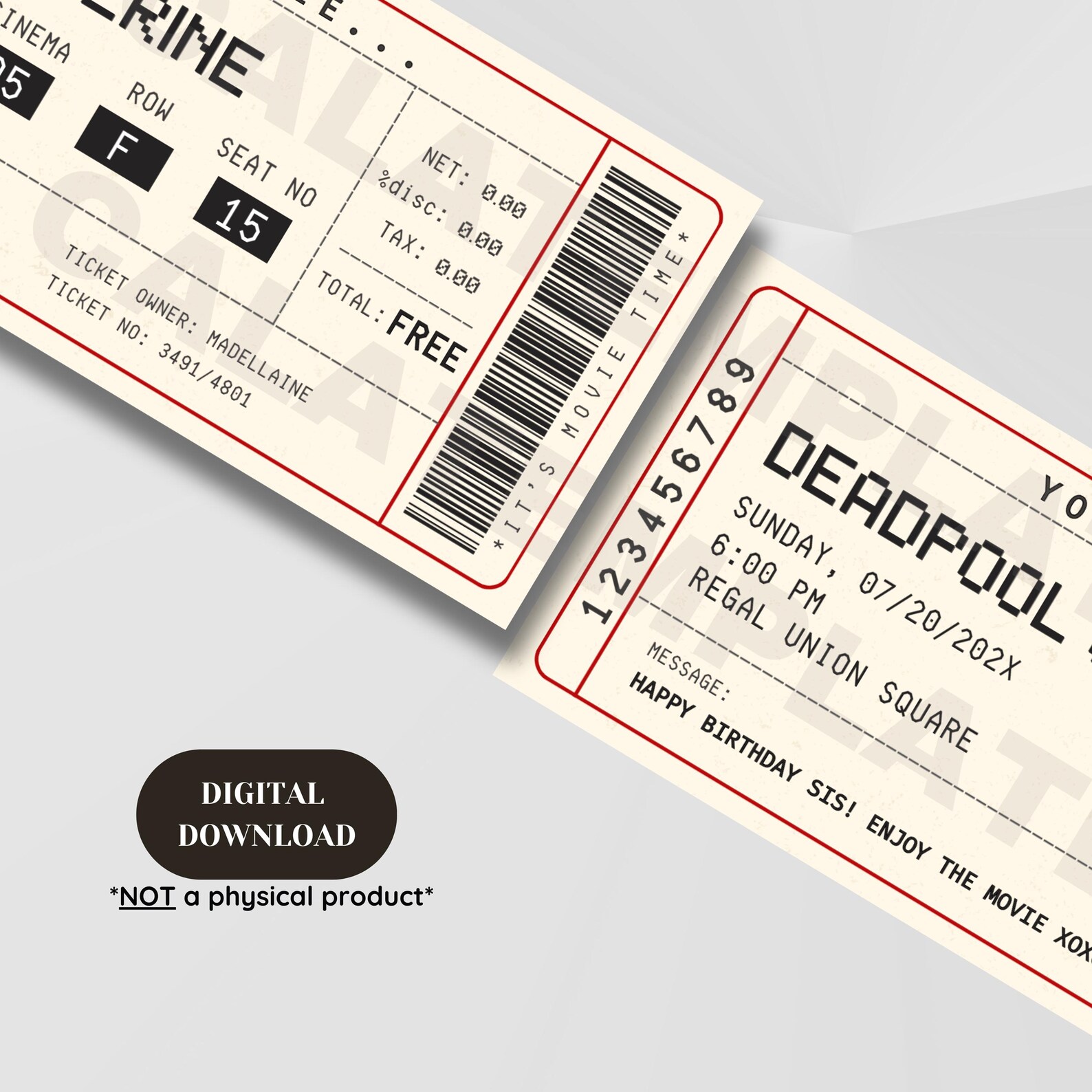 Surprise Gift Movie Ticket Printable, Date Night Idea Movie Canva ...