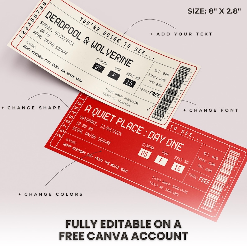 Surprise Gift Movie Ticket Printable, Date Night Idea Movie Canva ...