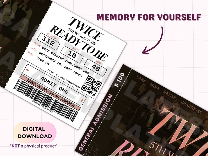Printable TWICE Ready to Be Concert Ticket Template Canva Editable ...