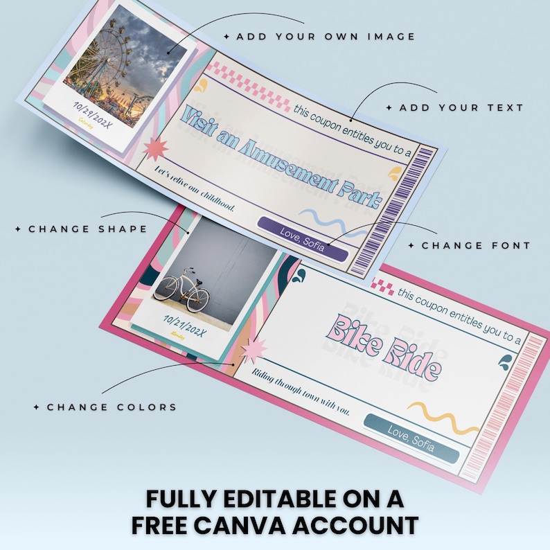 20 Printable Love Coupons, Fun Date Ideas, Customizable Groovy Retro ...