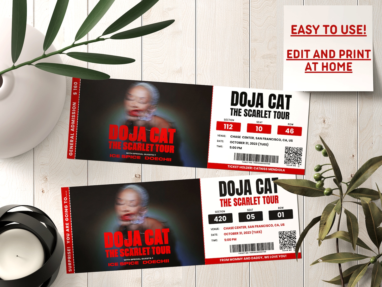 Doja Cat Ticket Editable Canva Template Printable, the Scarlet Tour ...