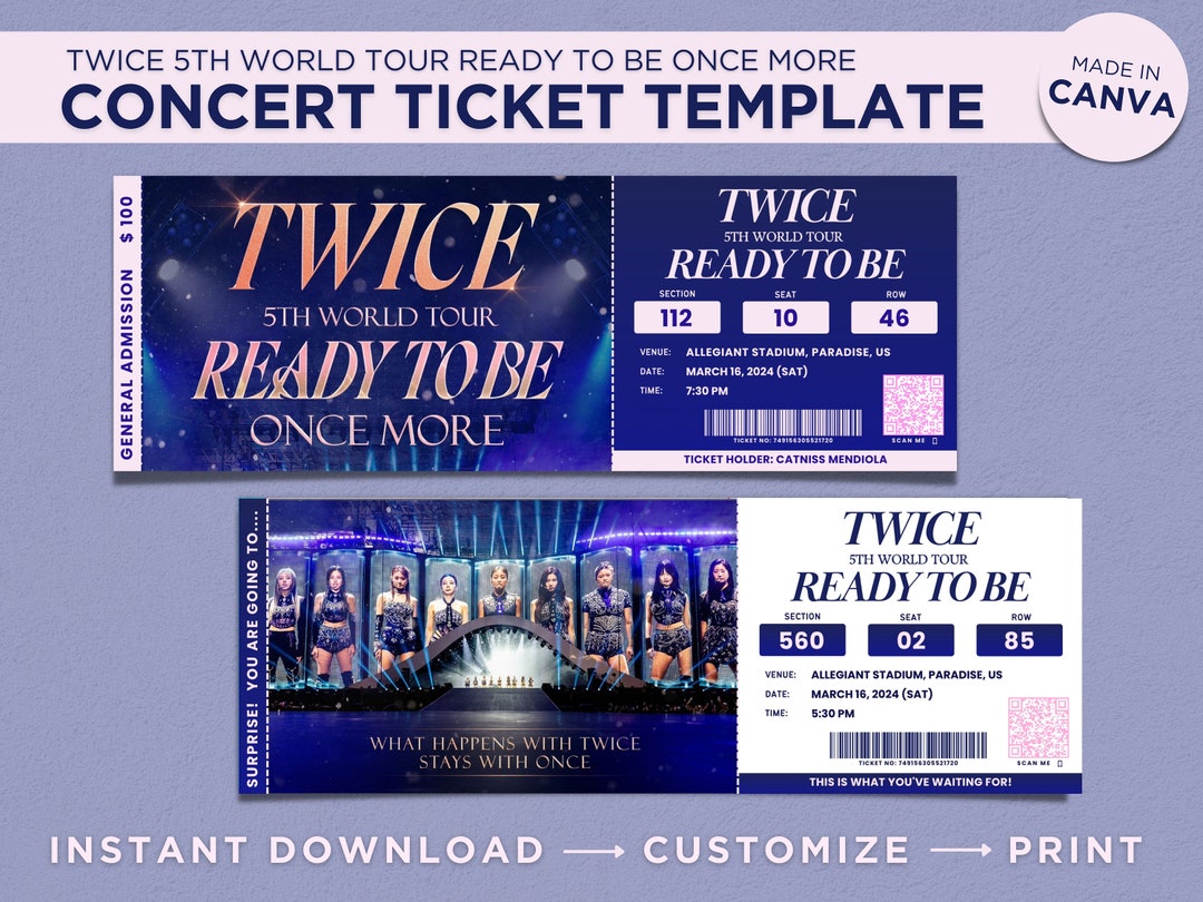 TWICE Ready to Be Once More Concert Ticket Template Canva Editable ...
