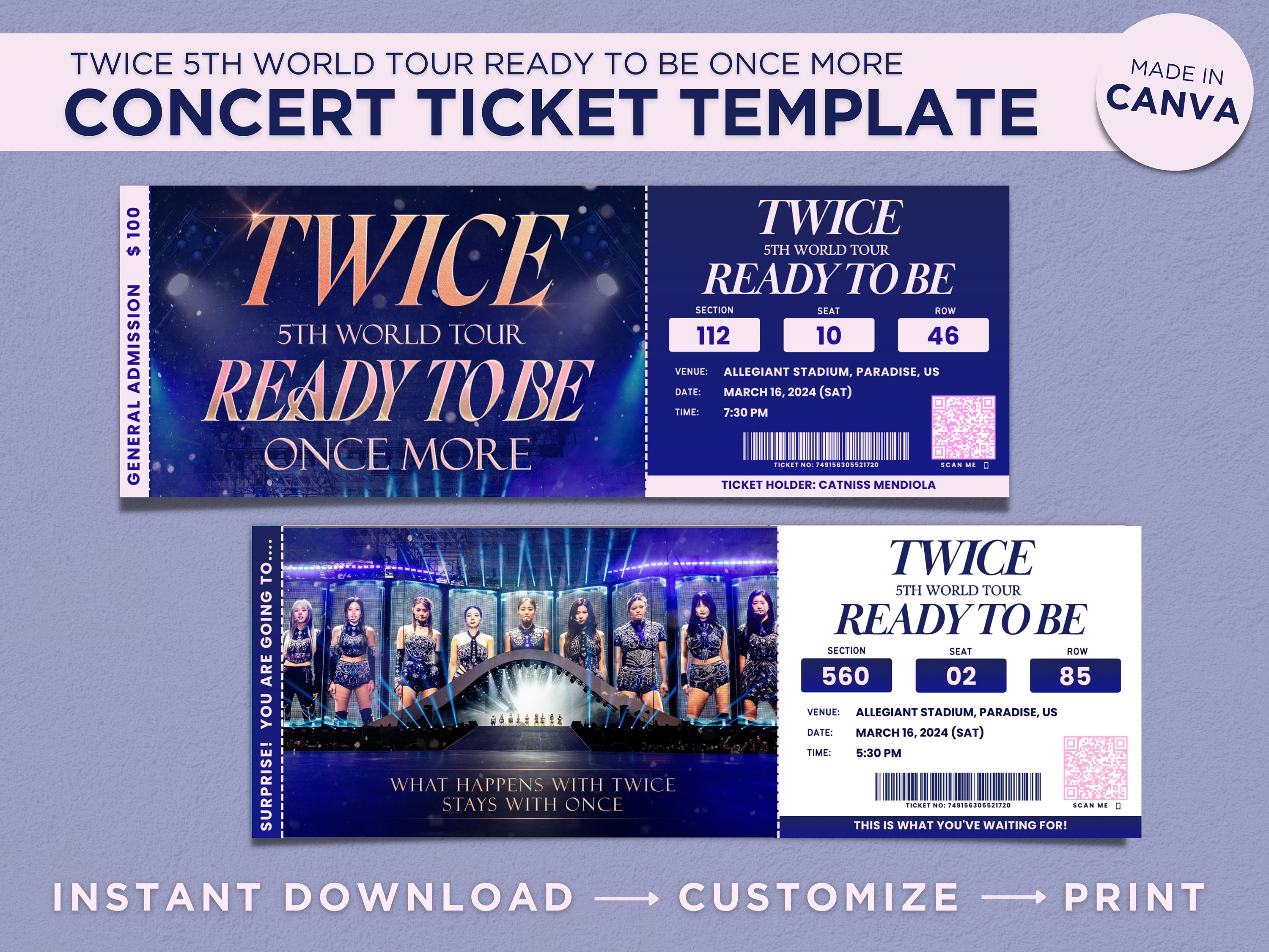 TWICE Ready to Be Once More Concert Ticket Template Canva Editable ...