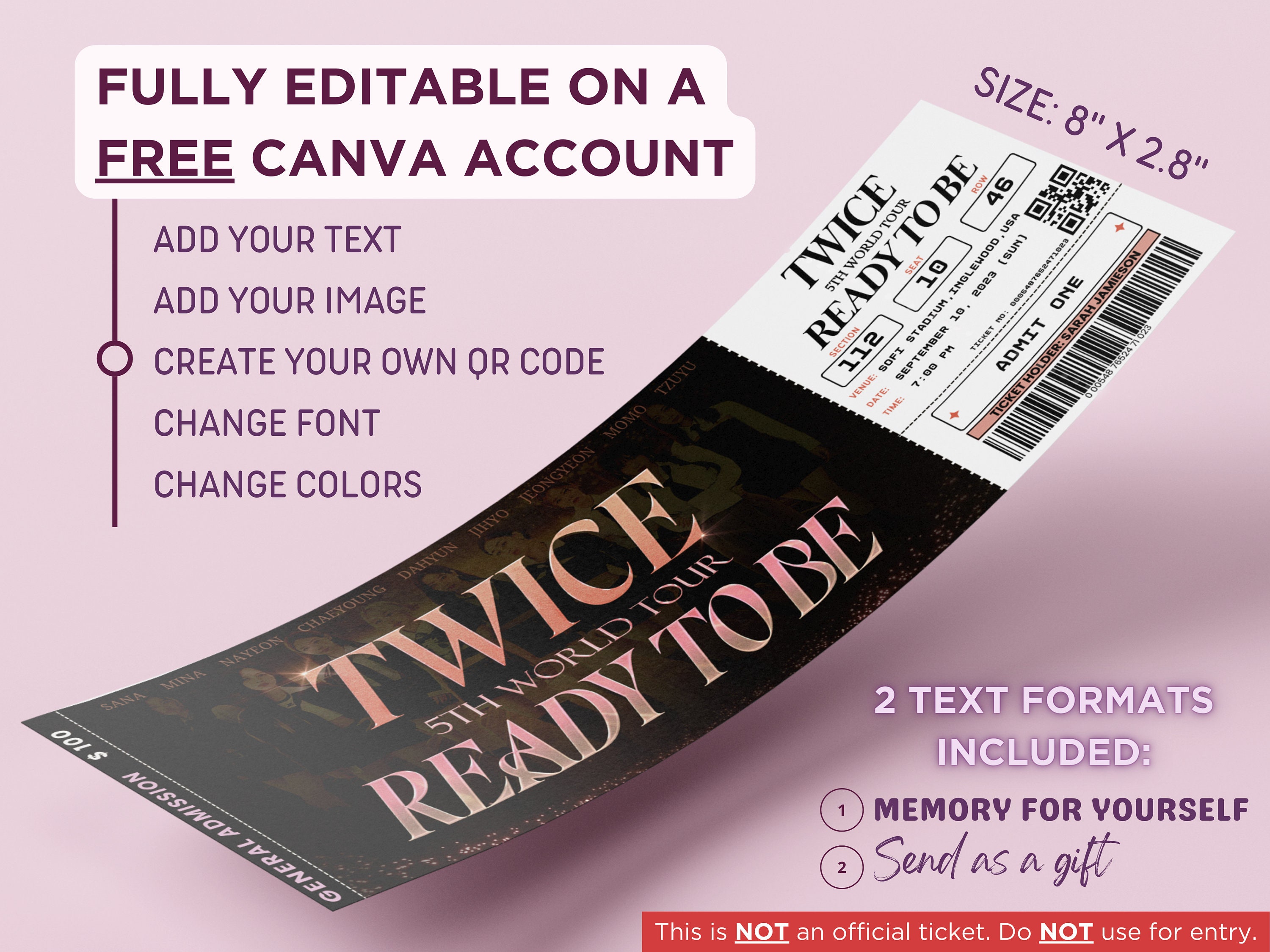 Printable TWICE Ready to Be Concert Ticket Template Canva Editable ...