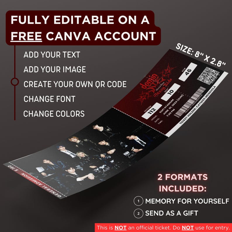 Printable Stray Kids Dominate Concert Ticket Canva Template, Dominate ...