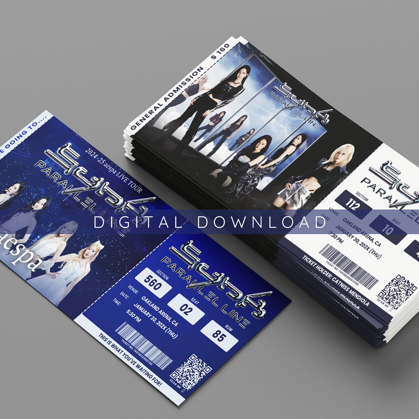 Editable Aespa Synk Parallel Line Concert Ticket Canva Template KPOP Printable Keepsake Ticket ...