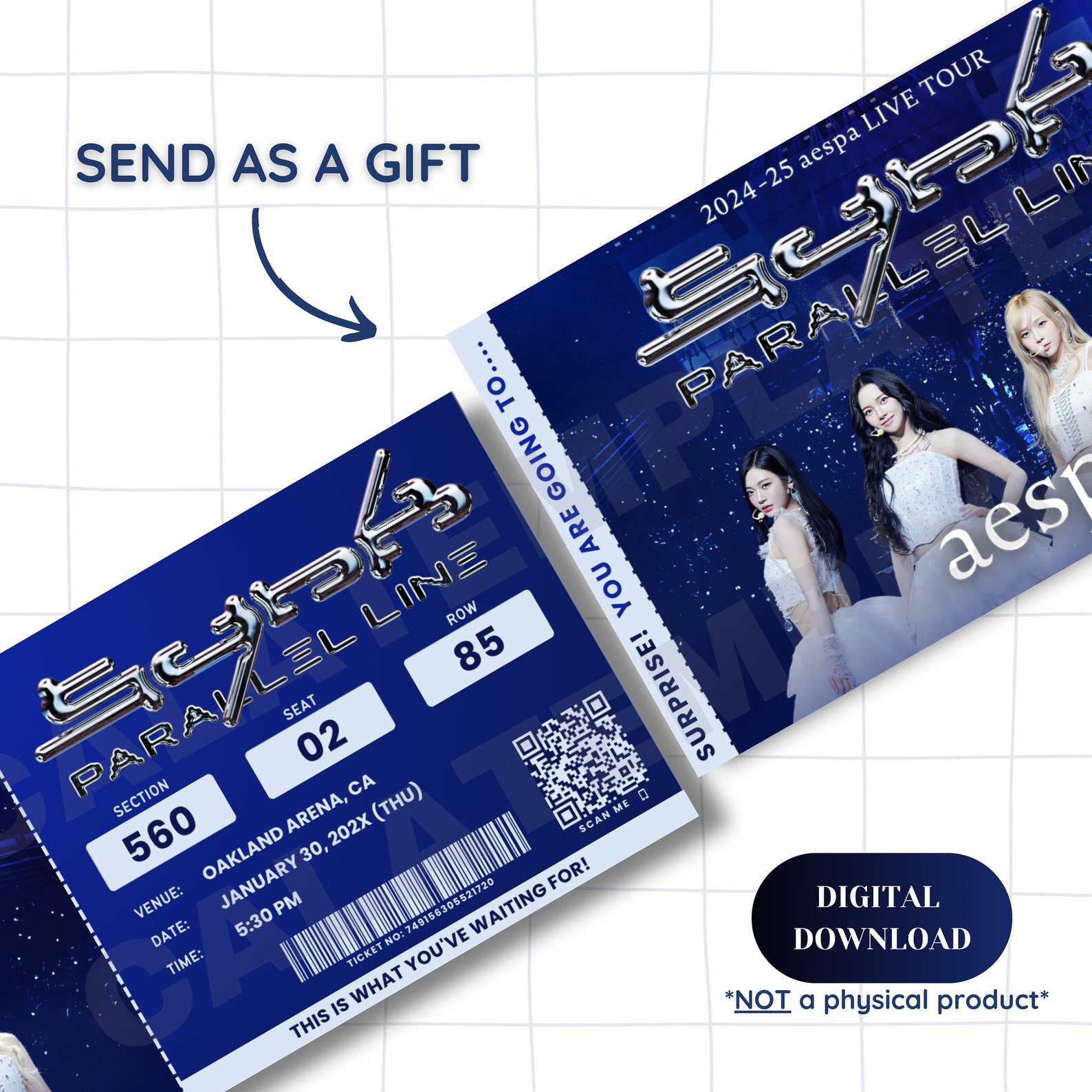 Editable Aespa Synk Parallel Line Concert Ticket Canva Template KPOP ...