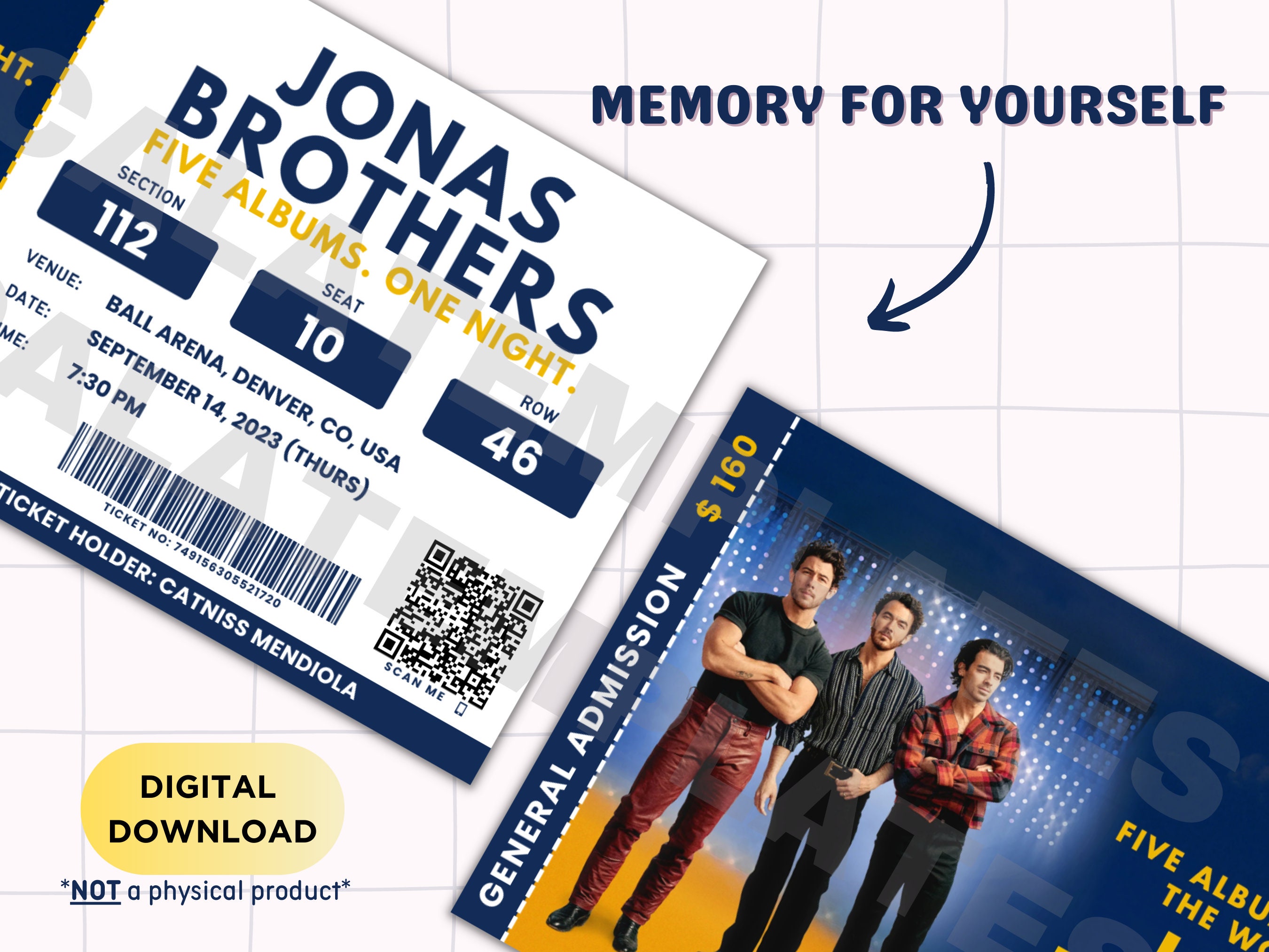 Jonas Brothers Ticket the Five Albums One Night Tour, Editable Canva ...