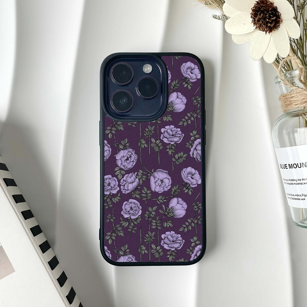 Vintage Purple Flower Phone Case for Iphone16 15 14 13 12 11 Pro Max ...