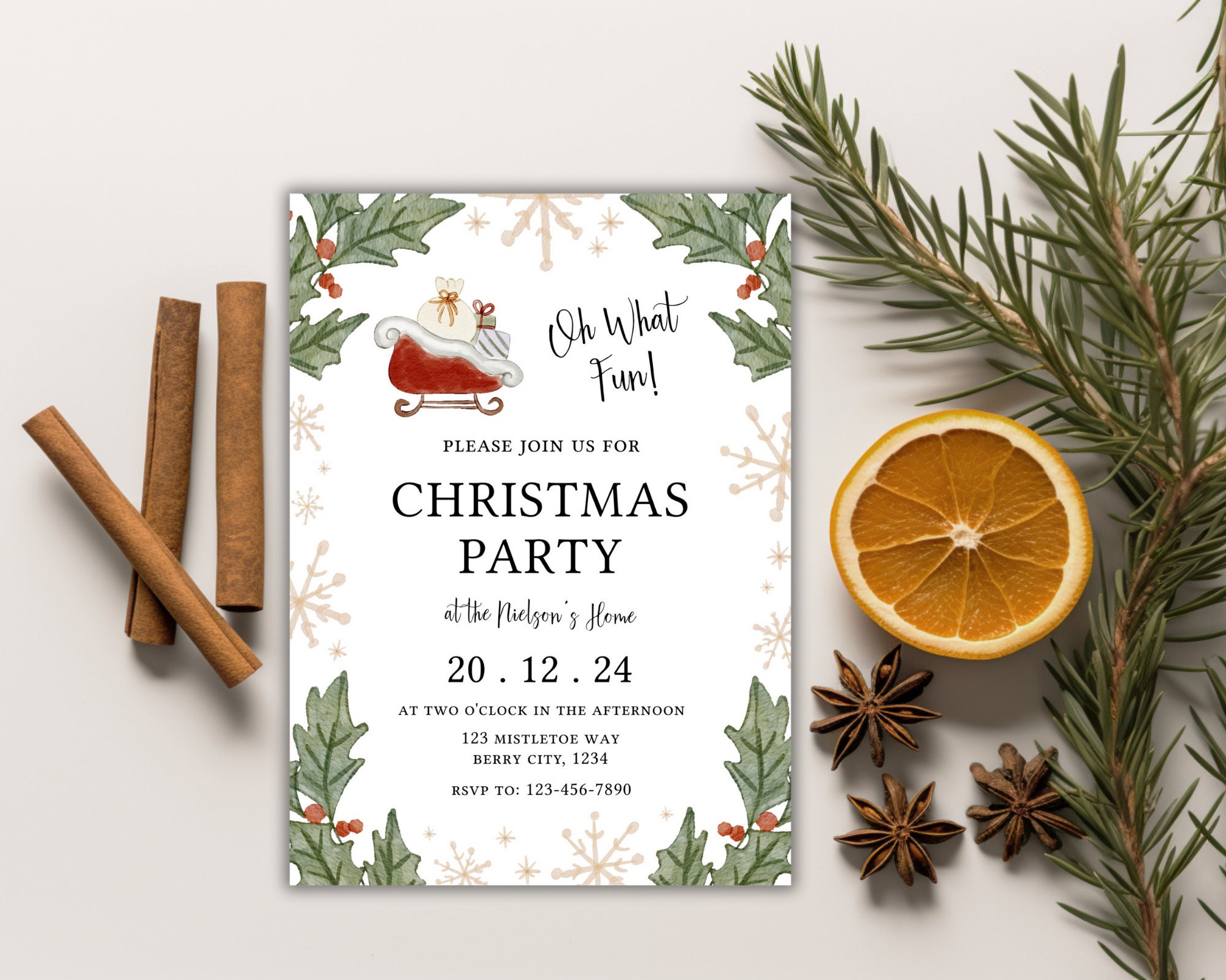 Oh What Fun Christmas Party Invitation, Holiday Party Invitation ...