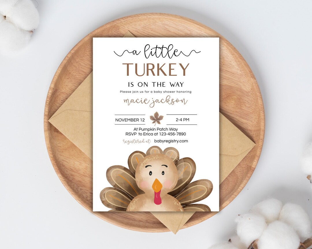 Little Turkey Baby Shower Invitation Template Little Turkey is - Etsy