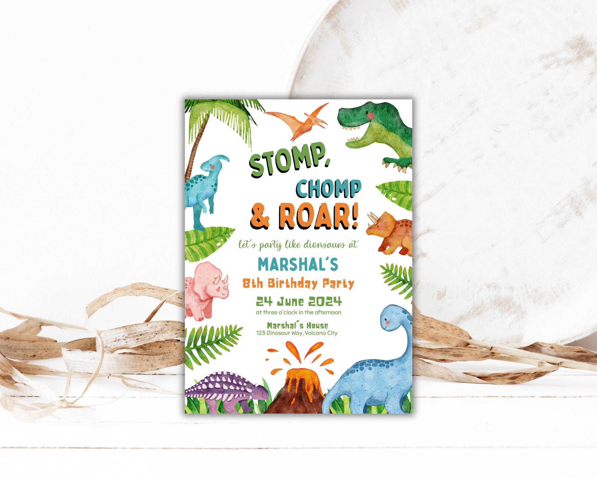 Dinosaur Birthday Invitation T-rex Party Invite Template - Etsy