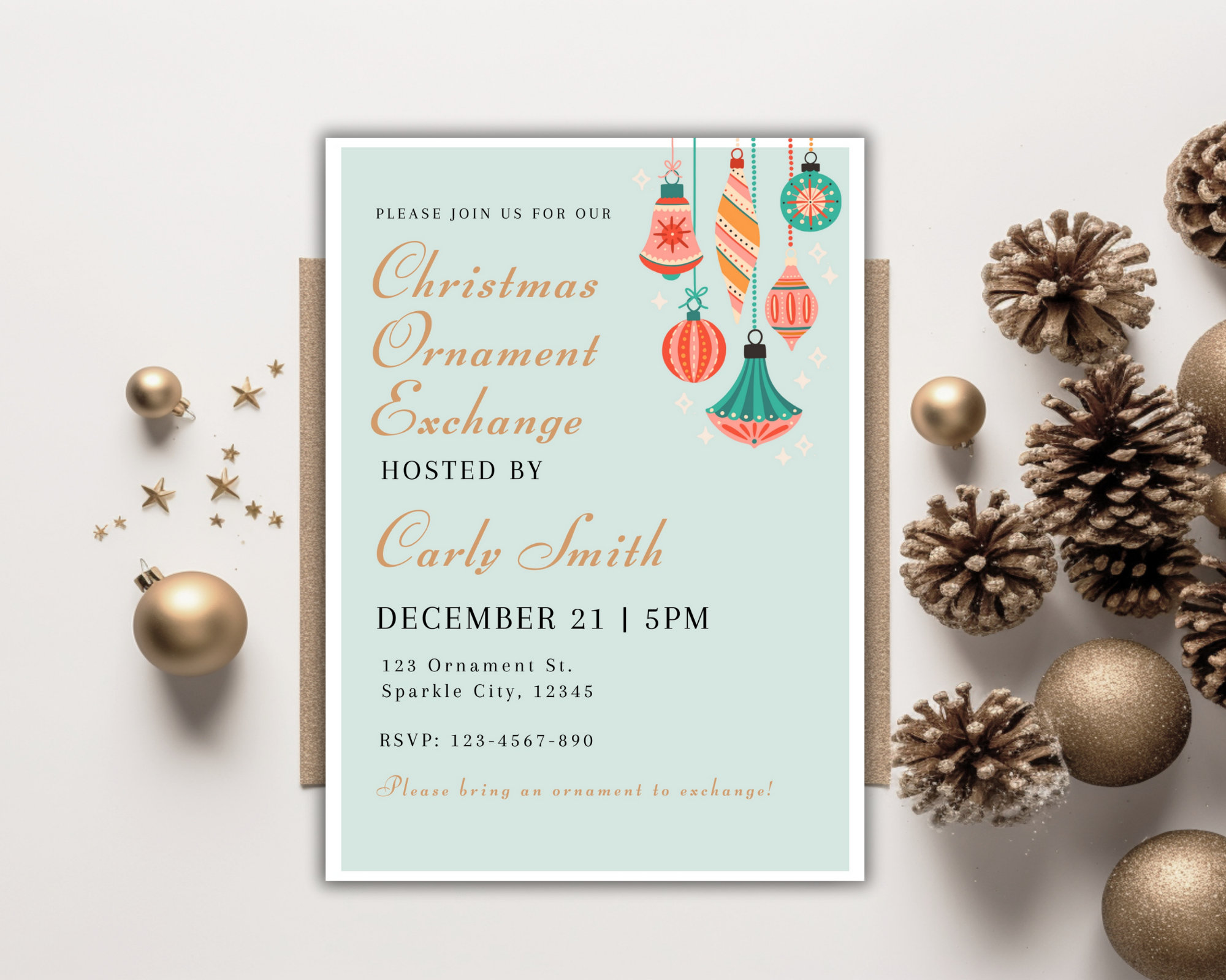 Christmas Ornament Exchange Invitation, Ornament Exchange Party Invite ...
