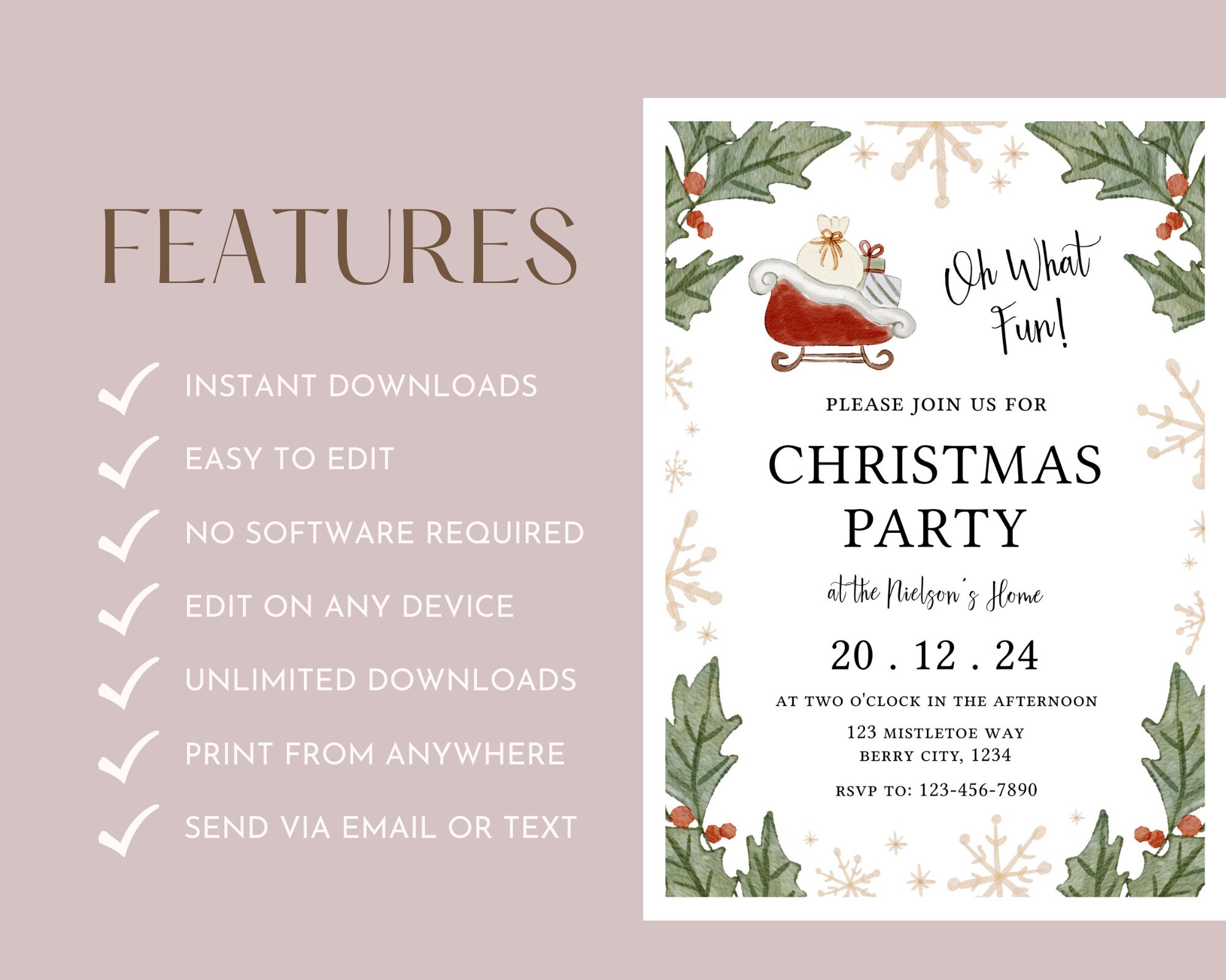 Oh What Fun Christmas Party Invitation, Holiday Party Invitation ...