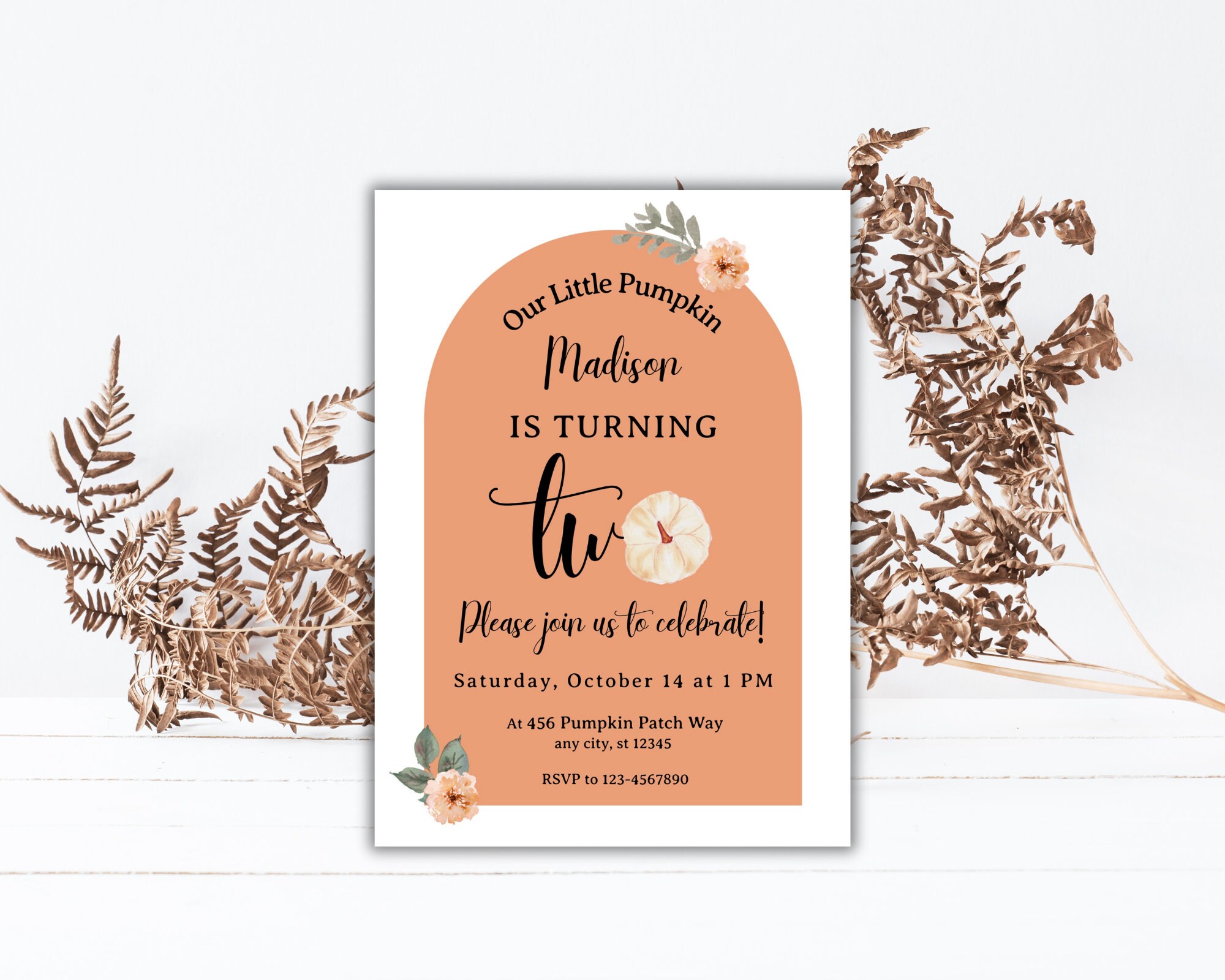 Pumpkin First Birthday Invitation Little Pumpkin Invitations - Etsy
