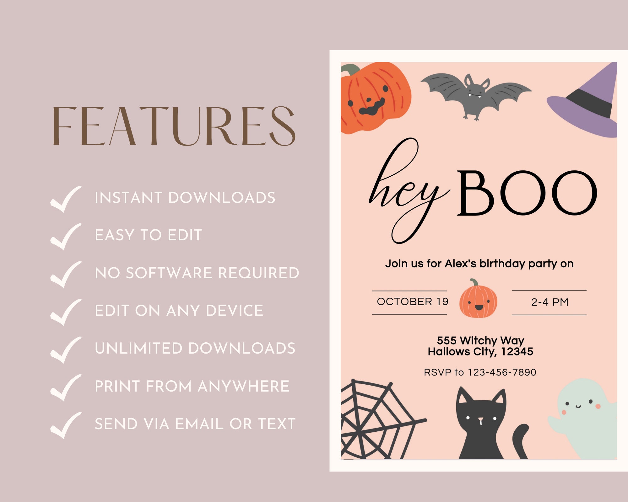 EDITABLE Boo Birthday Invitation Girl Halloween Birthday - Etsy