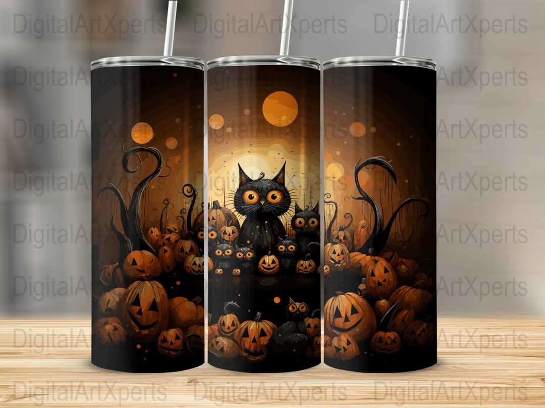 3D Tumbler Wraps - an Assembly of Spooky Black Cats - Digital Download ...
