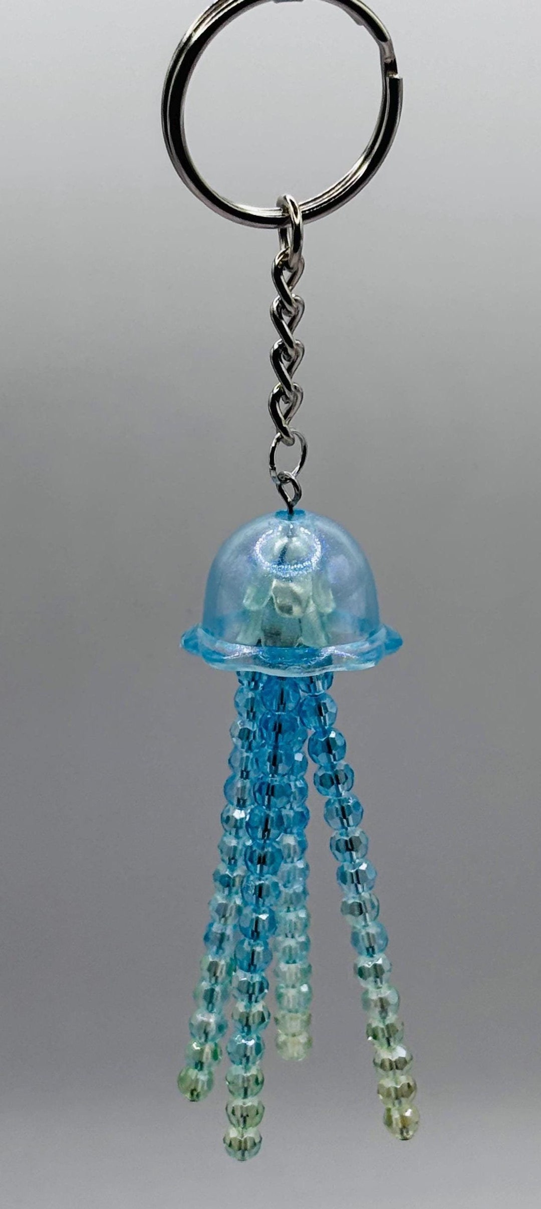 Beaded Jellyfish Keychain| Handmade, Bag Charm, Ocean-themed Accessory ...