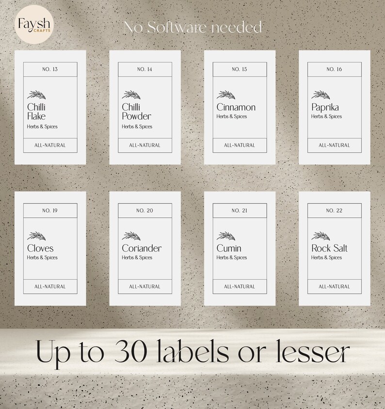 Printable Spice Labels Template, Customisable Minimalist Illustration ...