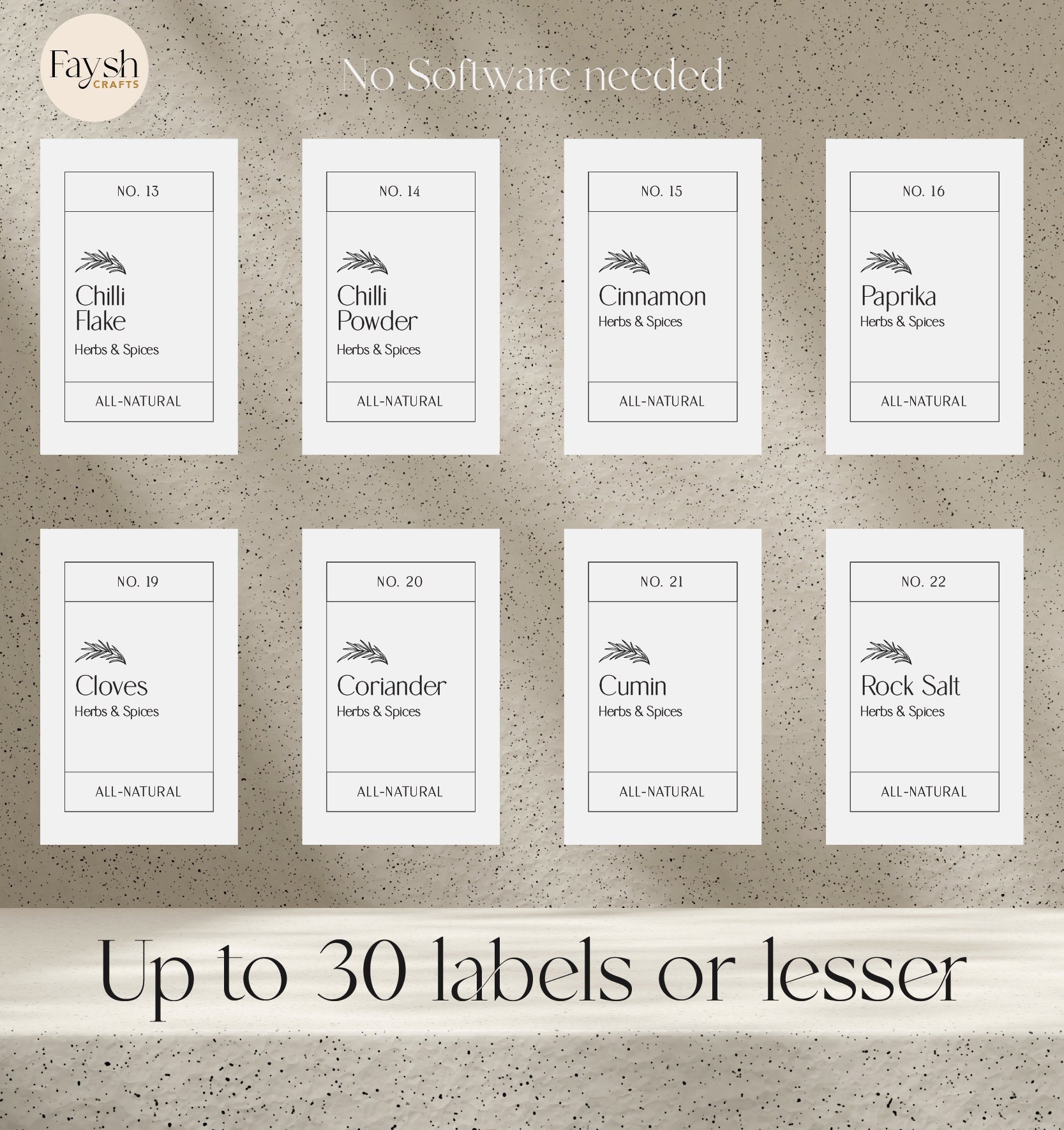 Printable Spice Labels Template, Customisable Minimalist Illustration ...