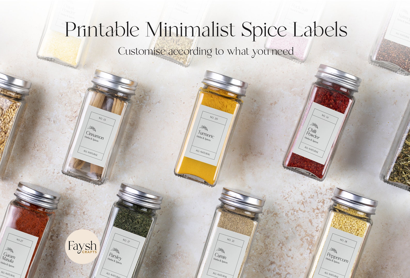 Printable Spice Labels Template, Customisable Minimalist Illustration ...