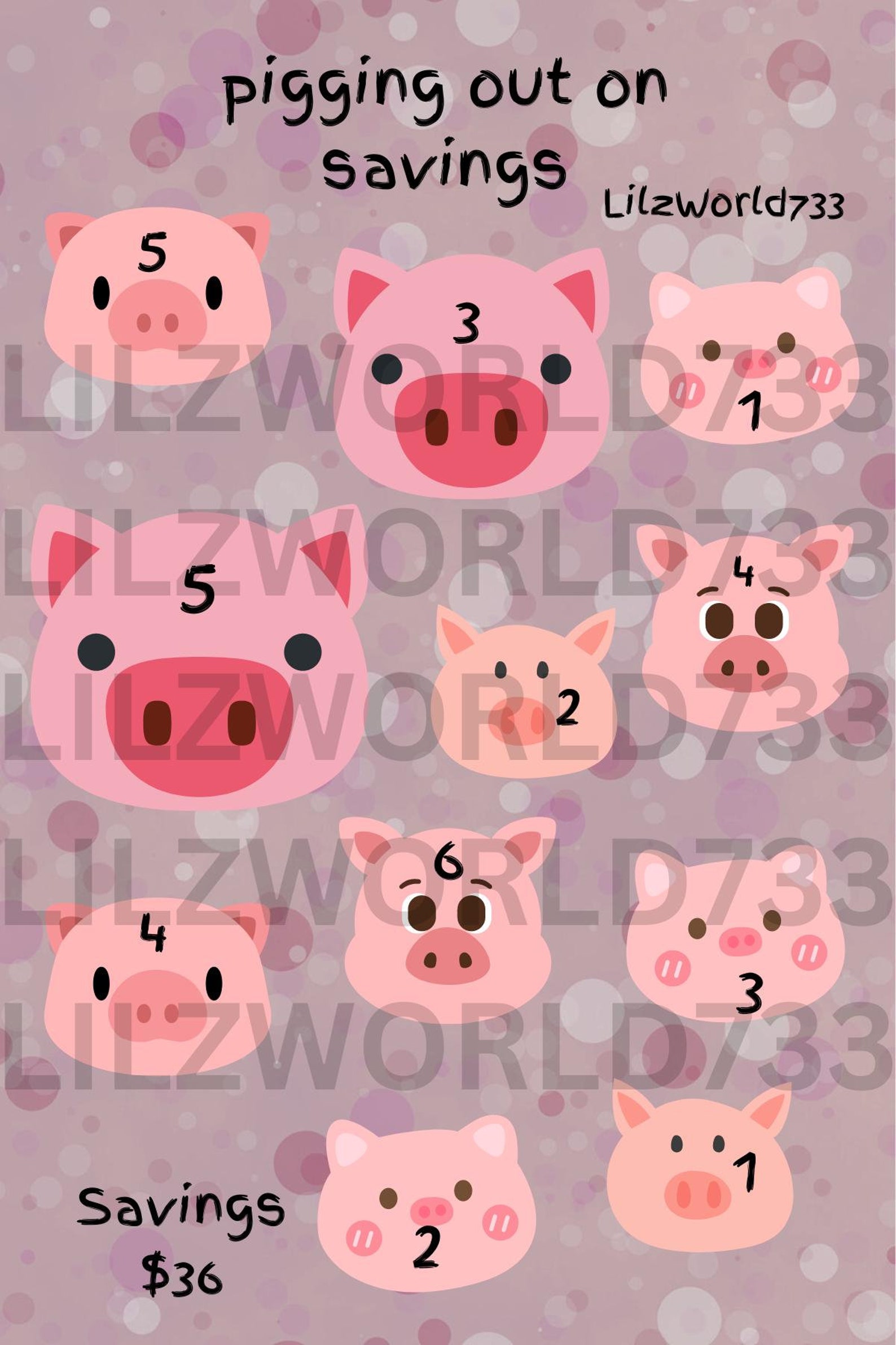 DIGITAL: Pigging Out on Savings Challenge Low Budget - Etsy