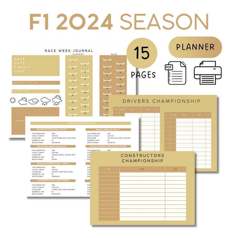 Formula 1 Race Tracker 2024 Template | Digital F1 Journal | Scuderia ...
