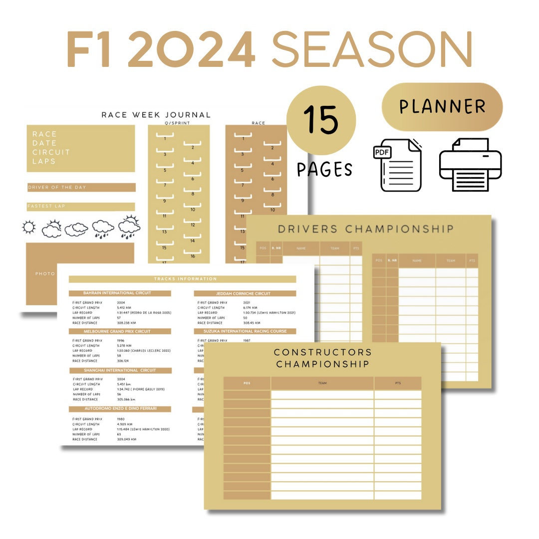 Formula 1 Race Tracker 2024 Template | Digital F1 Journal | Scuderia ...