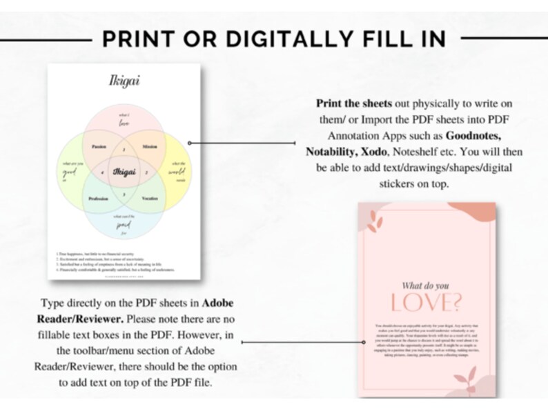 Ikigai Workbook Ikigai Planner Life Planner Goal Setting Planner Ikigai ...