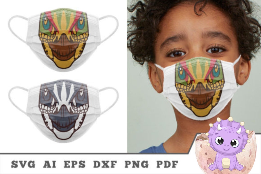 Dino Face Design for Protective Face Masks Dino Masks Dinosaur Mask ...