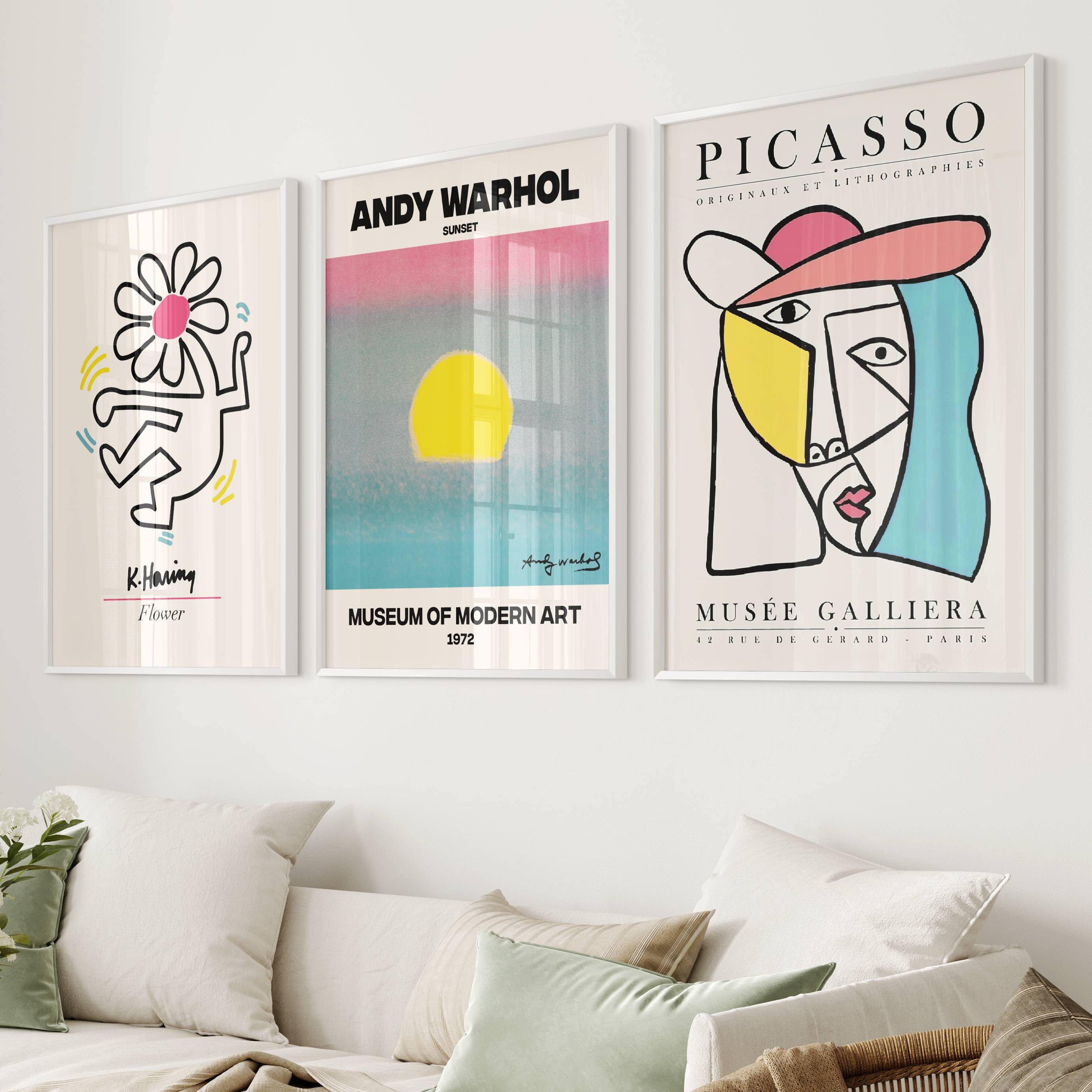Wall Art Set of 3, Keith Haring Print,picasso Poster,andy Warhol Print ...