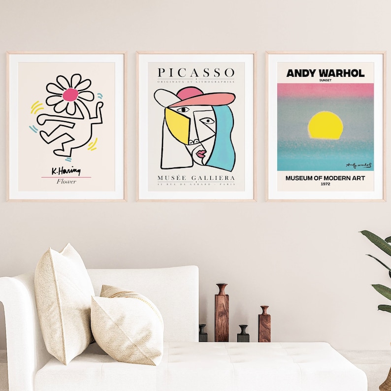 Wall Art Set of 3, Keith Haring Print,picasso Poster,andy Warhol Print ...