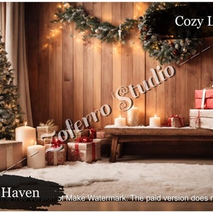 Christmas Living Rooms Digital Backdrop Bundle, 7 4K Digital Backdrops ...