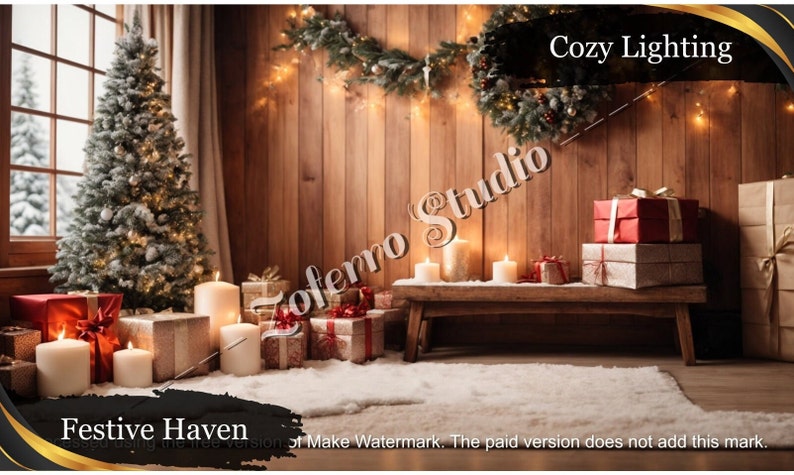 Christmas Living Rooms Digital Backdrop Bundle, 7 4K Digital Backdrops ...