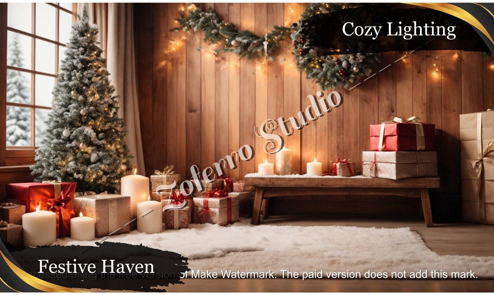 Christmas Living Rooms Digital Backdrop Bundle, 7 4K Digital Backdrops ...