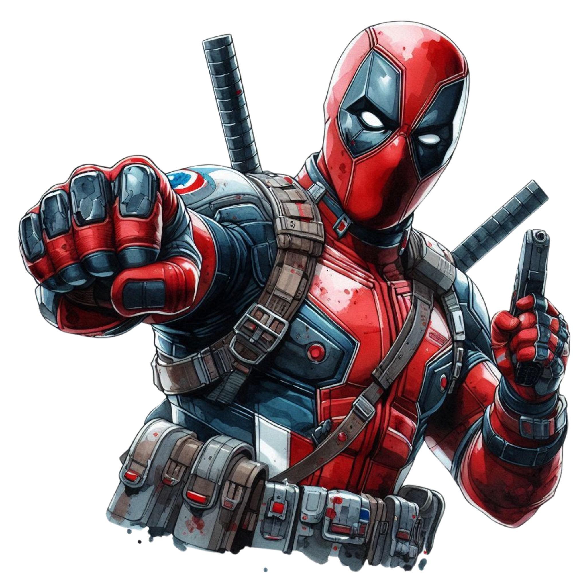 2 PNG Warrior Deadpool Art , Colorful Watercolor Superhero PNG , Marvel ...