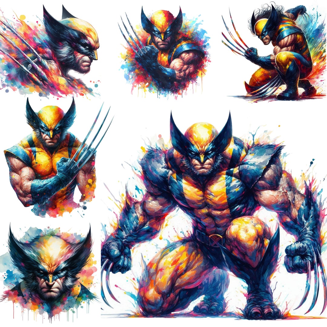 9 Colorful Wolverine PNG Design Pack , Wolverine Digital Art , Digital Comic Art , Marvel Art ...