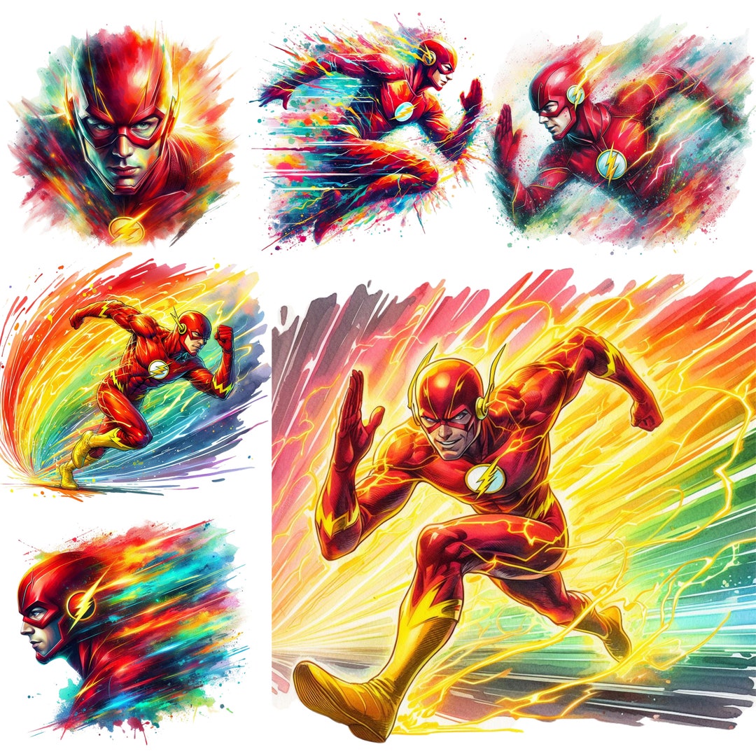 Colorful Watercolor the Flash PNG , Superhero Digital Print , the Flash ...