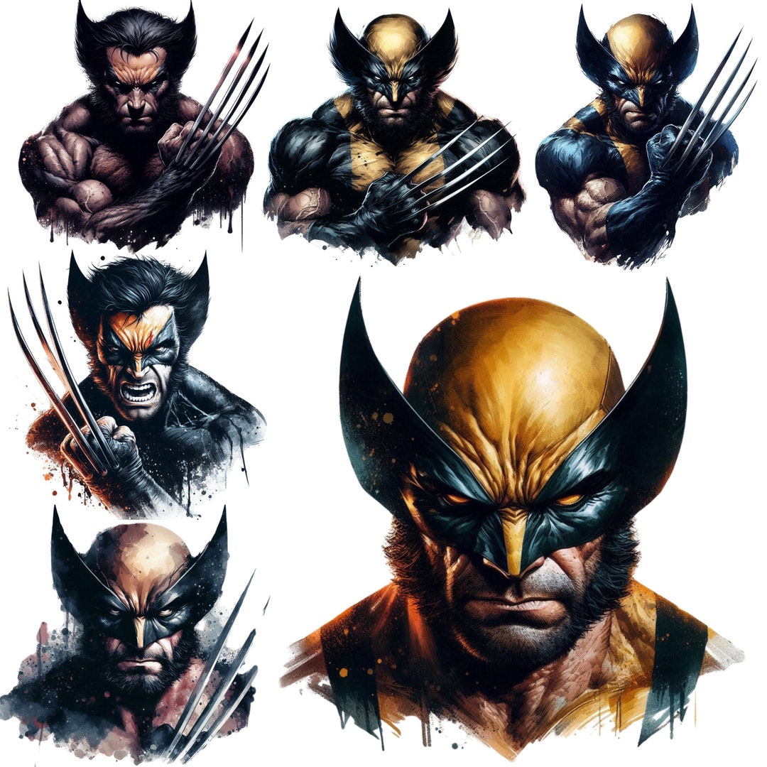 9 Watercolor Wolverine PNG Design Pack , Wolverine Digital Art ...