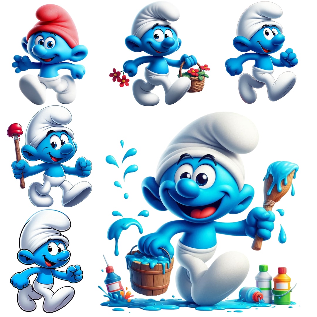 Buy 7 Smurfs Png,smurfs PNG Pack,cute Smurfs Png,smurfs Template ...