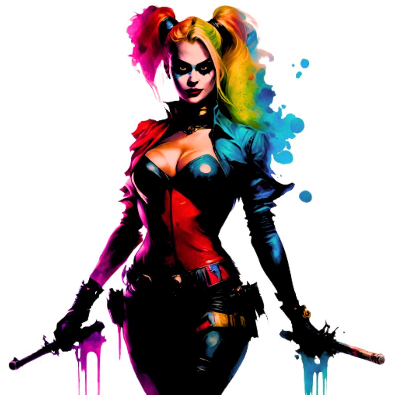 Colorful Stunning Harley Quinn Design Printable PNG Digital Art ...