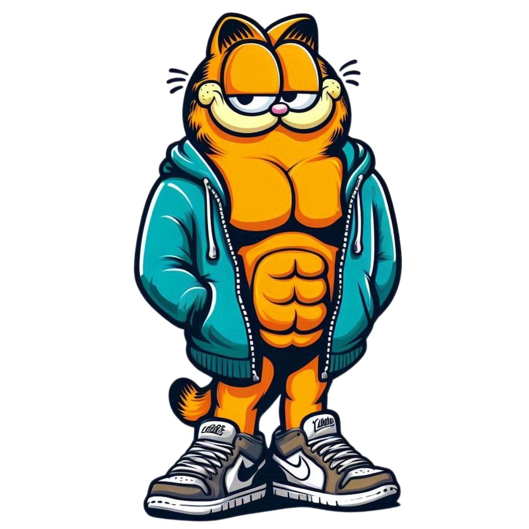 Sweat in Style: Garfield the Fitness Cat Digital Art PNG ,fitness Fun ...
