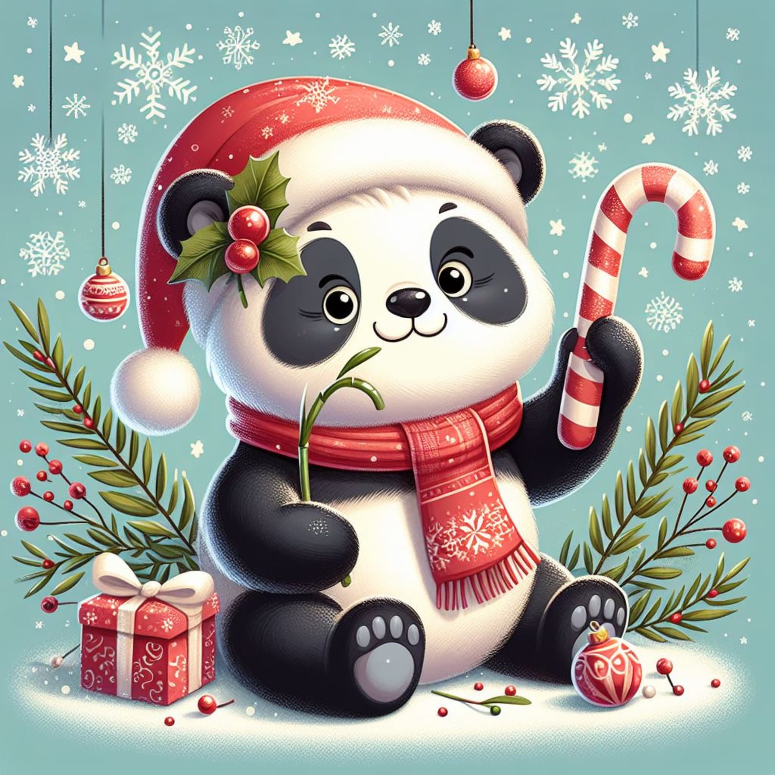 Panda PNG Graphics Bundle, Christmas Sweet Baby Panda Clip Art Pack ...
