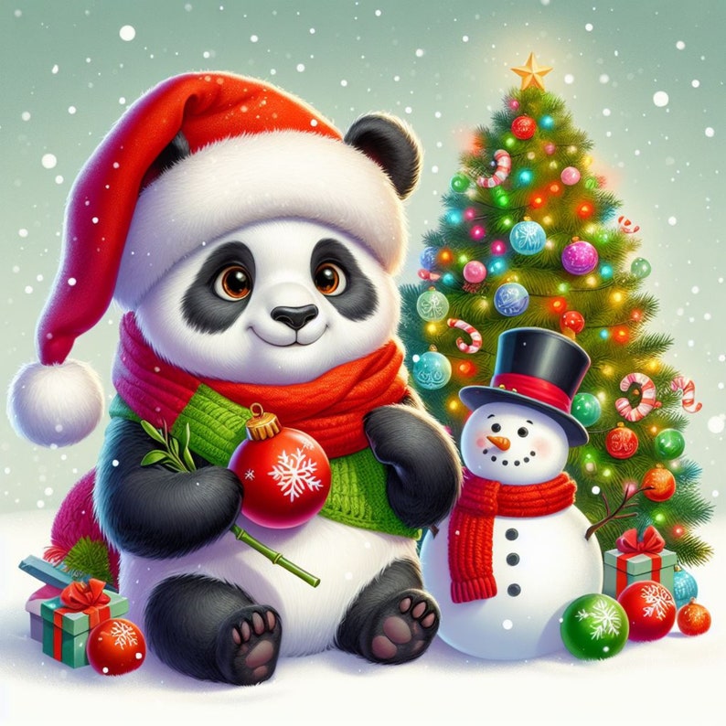 Panda PNG Graphics Bundle, Christmas Sweet Baby Panda Clip Art Pack ...