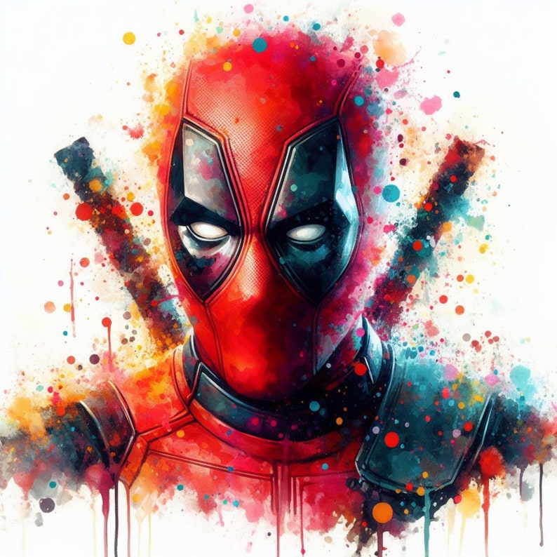 Set of 15 Colorful Deadpool Digital Images for Printing, Custom T ...