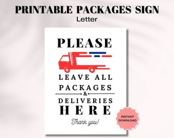 Please Leave Packages Here Printable Sign, Shipping Items Drop off ...